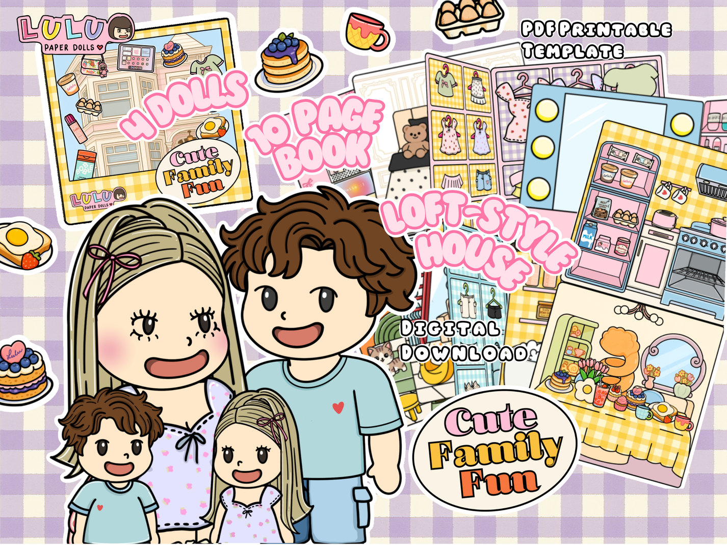 Family House Printable Template (Digital PDF Only) – Lulu Paper Dolls