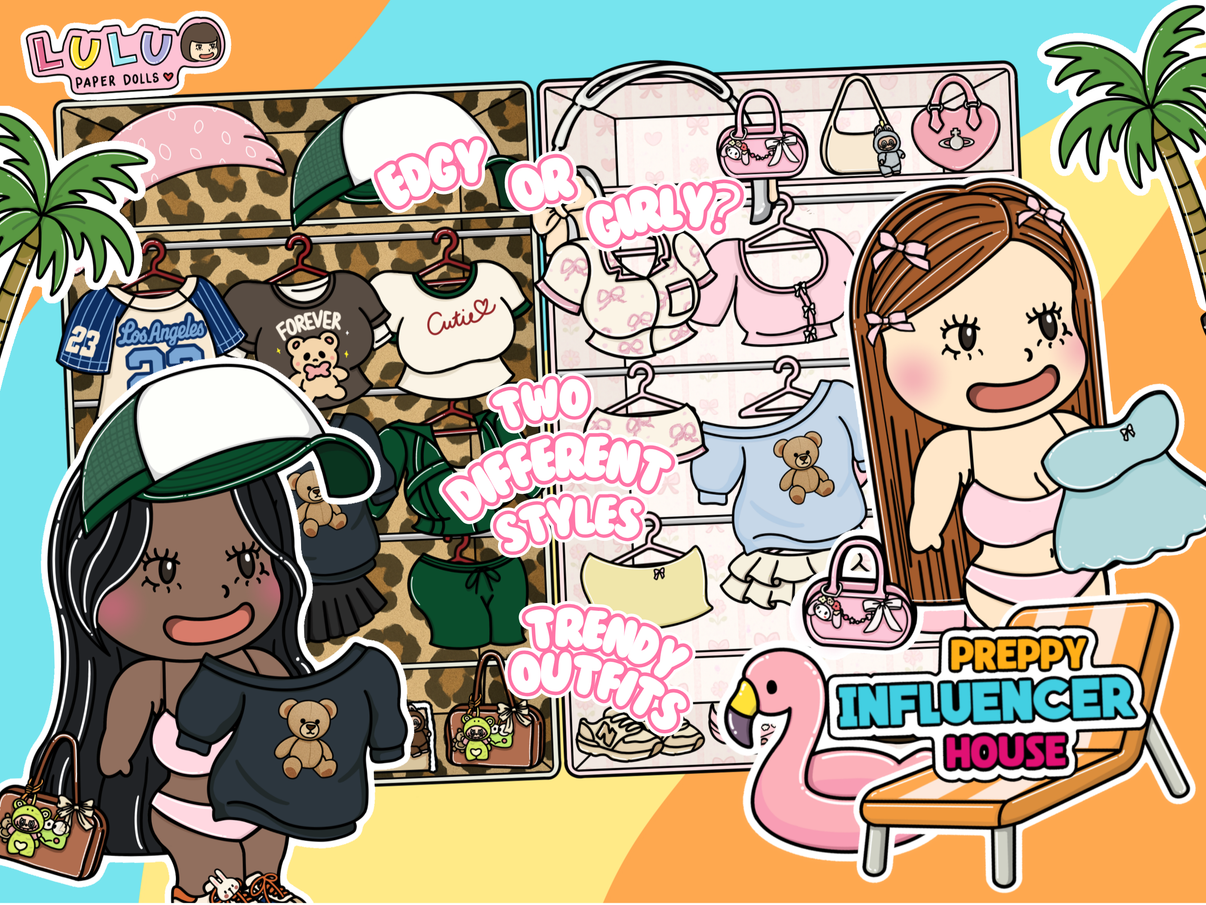 Influencer House Printable Template (Digital PDF Only) – Lulu Paper Dolls