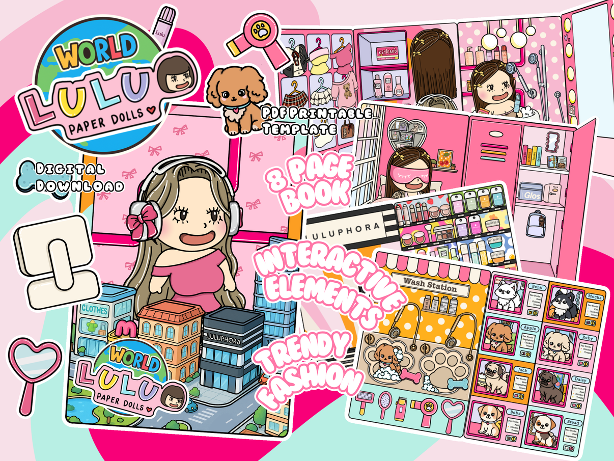 Lulu's World Printable Template (Digital PDF Only) – Lulu Paper Dolls